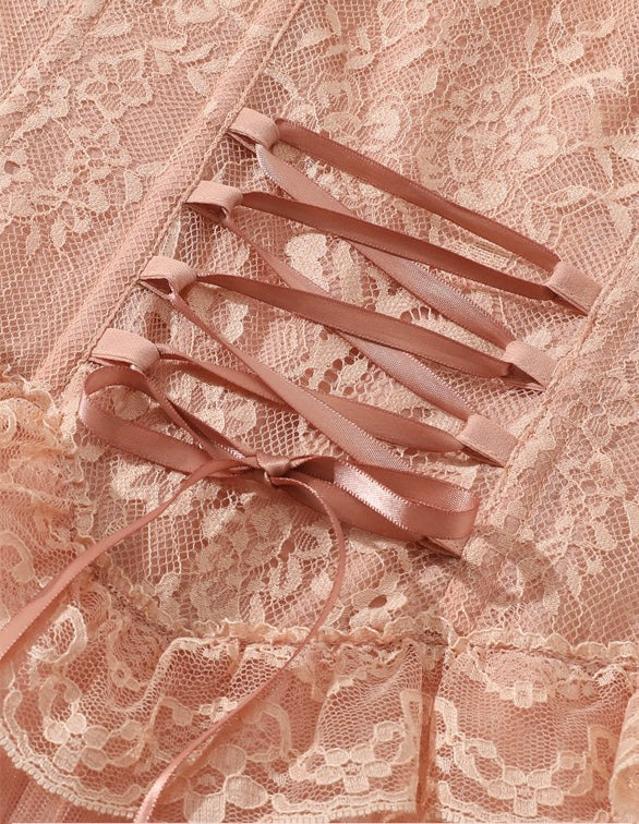 Cinnamon Princess French Retro Romantic Palace Fishbone Corset Dress ...